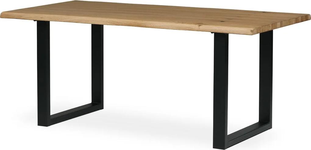 Autronic Stůl jídelní, 180x90x75 cm,masiv dub, kovová noha ve tvaru písmene &quot;U&quot;, černý lak DS-U180 DUB