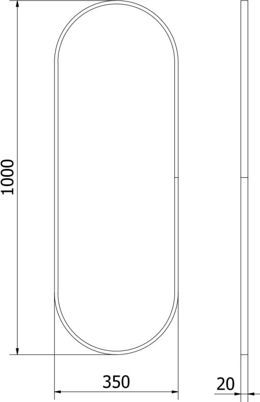Mexen Loft oválné koupelnové zrcadlo 100 x 35 cm, zlatý rám - 9851-100-035-000-50
