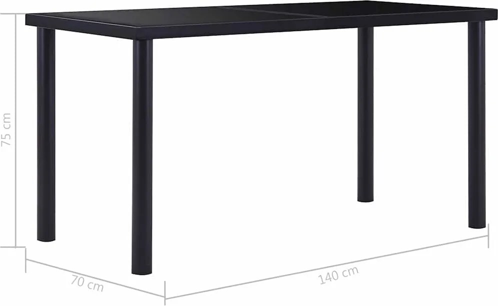 Jídelní stůl černý 140 x 70 x 75 cm tvrzené sklo 281853