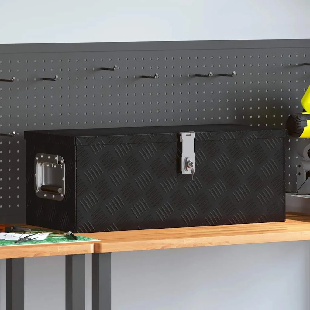Úložný box černý 70 x 31 x 27 cm hliník 152251