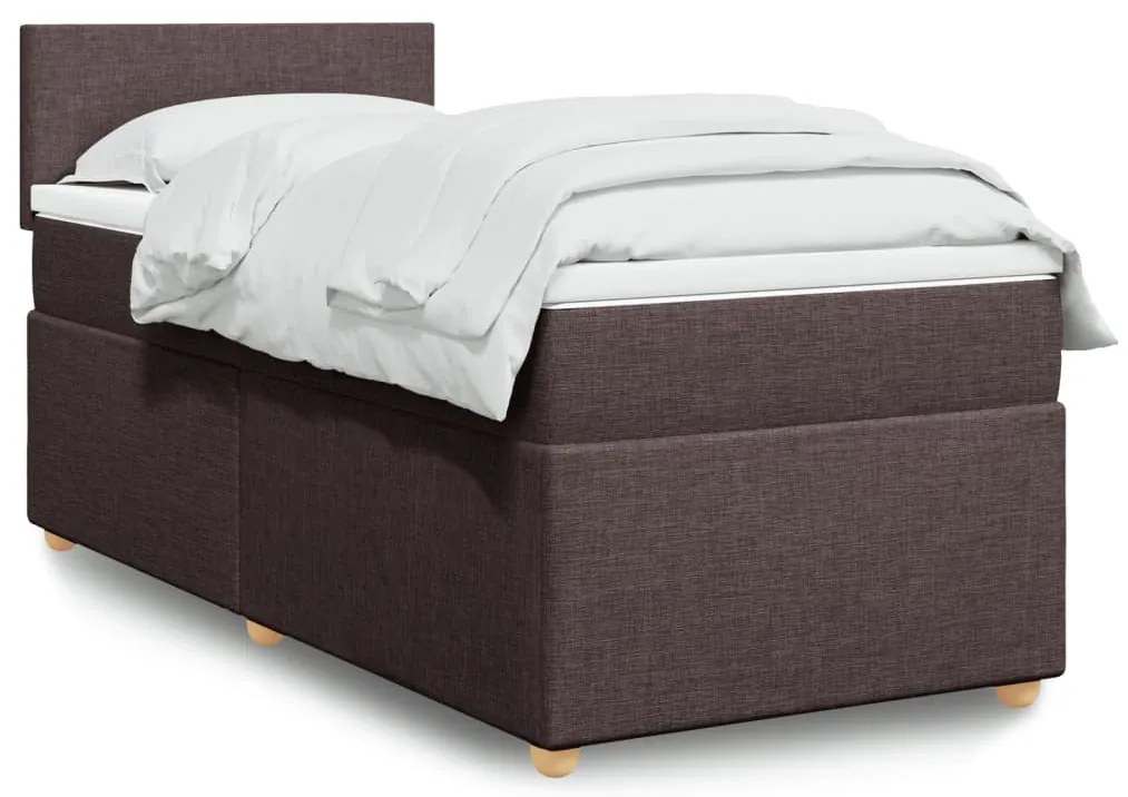 Box spring postel s matrací tmavě hnědá 80x200 cm textil