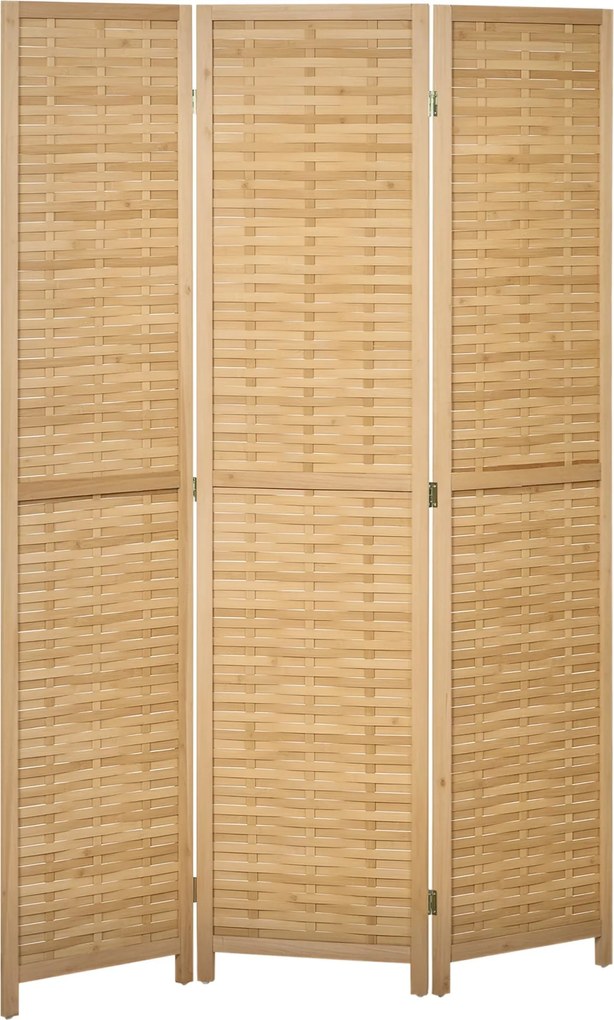 HOMCOM 3-panelový paravent, 120 x 170 cm Rozdělovač místností, Bambusová příčka, Skládací zástěna pro soukromí, Příčka pro obývací pokoj a ložnici, Př