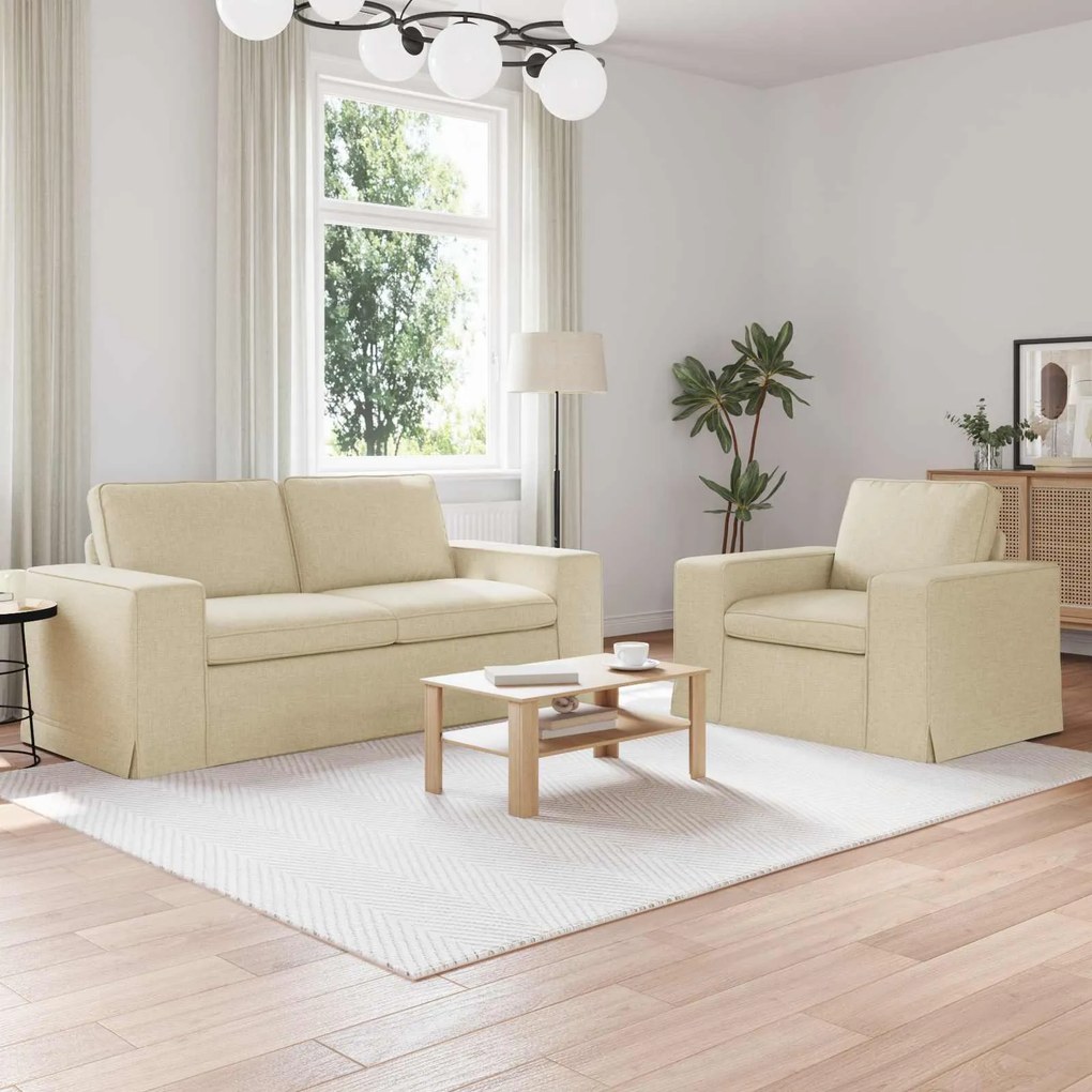 Set pohovek 2 ks Krémová textil 3407549