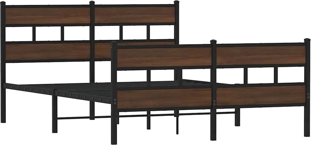 Kovový rám postele bez matrace hnědý dub 160 x 200 cm 3308477
