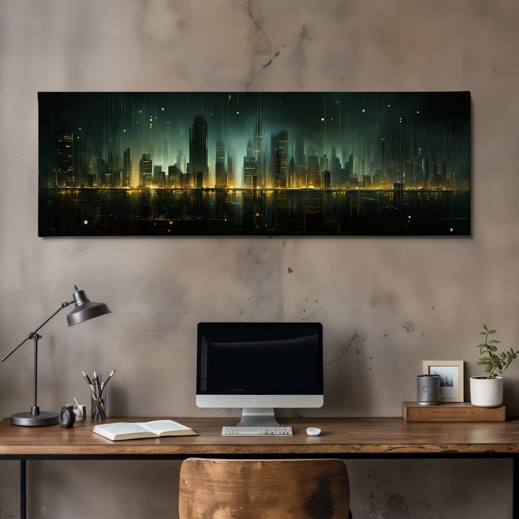 Obraz na plátně - Futuristické město - Abstrakce - Město zítřka FeelHappy.cz Velikost obrazu: 210 x 70 cm