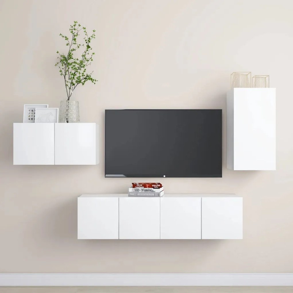 vidaXL 4dílný set TV skříněk dřevotříska [3079097] Barva: Betonová šedá