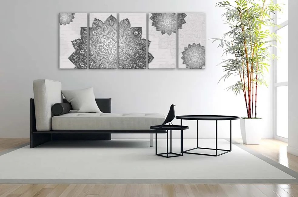 Malvis ® Pětidílná Mandala kovově šedá Velikost: 200x80 cm