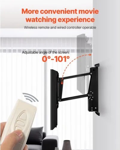 Motorizovaný nástěnný držák TV, Držák TV pro TV od 32 do 1651 mm VEVOR