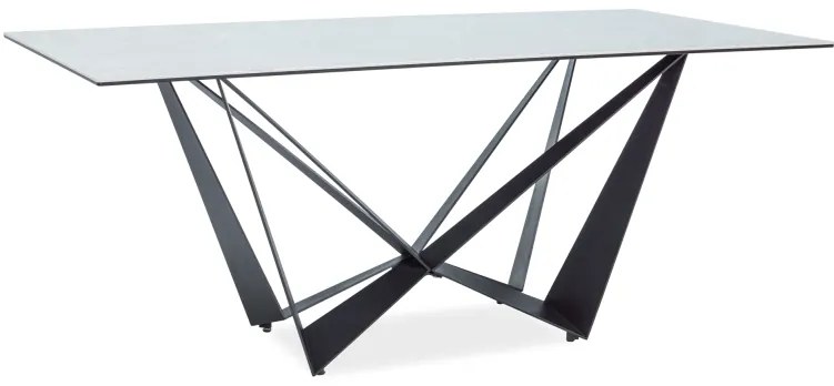 Jídelní stůl, černá/matný/šedá/efekt mramoru, ASTON II 180X90