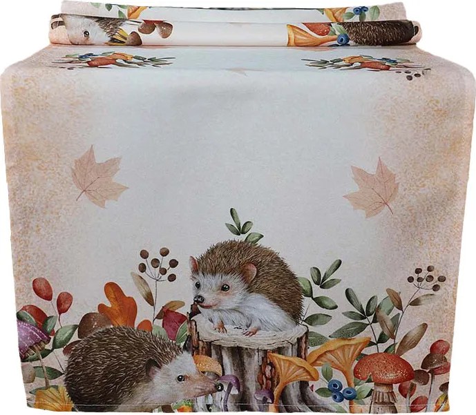 Ubrus Ježci v podzimním lese 40 × 140 cm