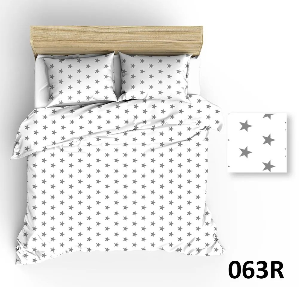 KARO Bavlněné povlečení 200x220 R063 white stars grey 126N