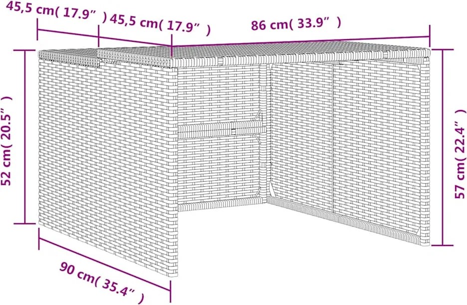 vidaXL Garáž pro robotickou sekačku černá 86 x 90 x 52/57 cm polyratan