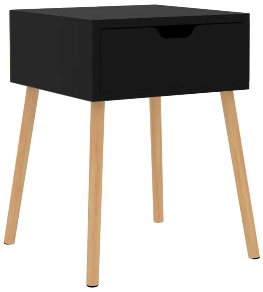 Noční stolek černý s vysokým leskem 40 x 40 x 56 cm dřevotříska