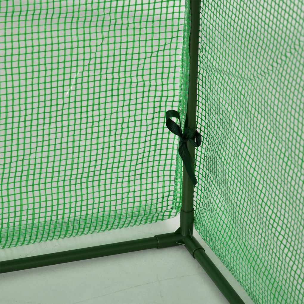 Fóliový skleník Outsunny Skleník s dveřmi 295x100x80 cm, skleník pro pěstování rostlin z oceli a PE, zelený