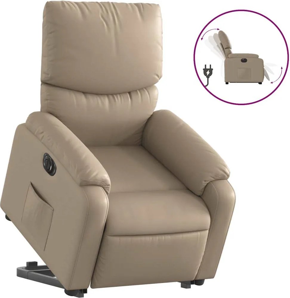 Elektrické zvedací polohovací křeslo cappuccino umělá kůže 3204906