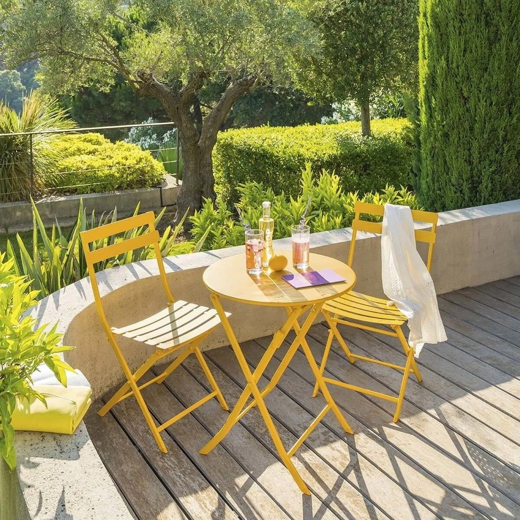 Zahradní skládací židle - žlutá