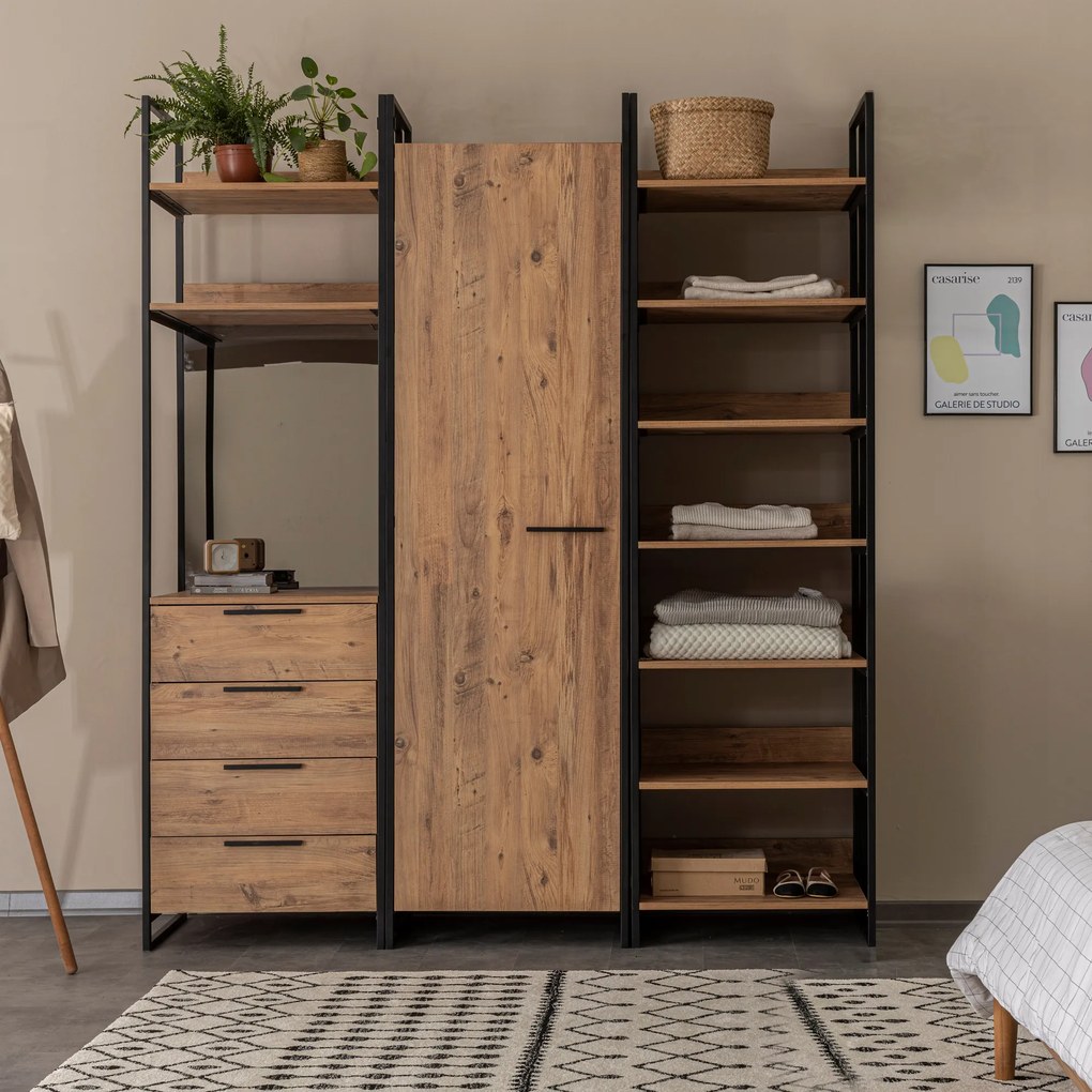 Kalune design Otevřená šatní skříň DYNAMIC s dveřmi 225x192 cm