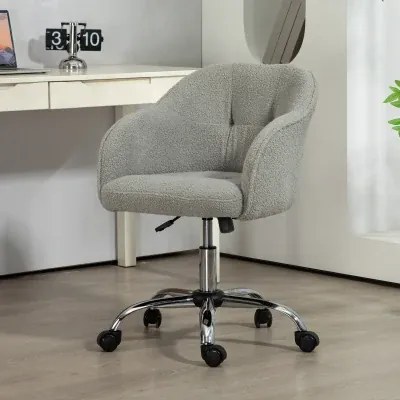 HOMCOM Kancelářská židle Homeoffice, ergonomická kancelářská židle s houpací funkcí, vzhled teddy sametu 56 x 61 x 86 cm šedá