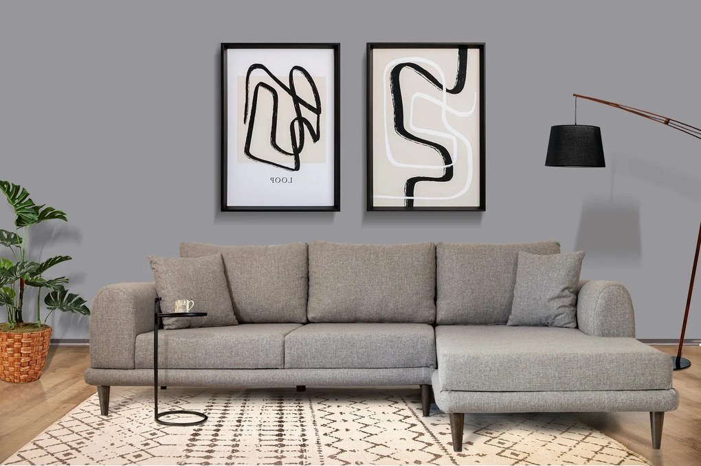 Hanah Home Čtyřmístná pohovka NERO šedá pravá 250 cm