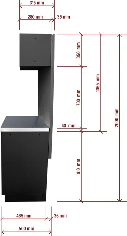 AKČNÍ SET Sestava 6 ks dílenského nábytku SET-CA01028 s nerezovou pracovní deskou MB-TGW80S