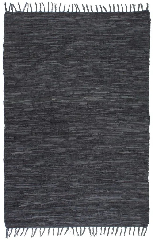 Ručně tkaný koberec Chindi kůže - šedý | 190x280 cm