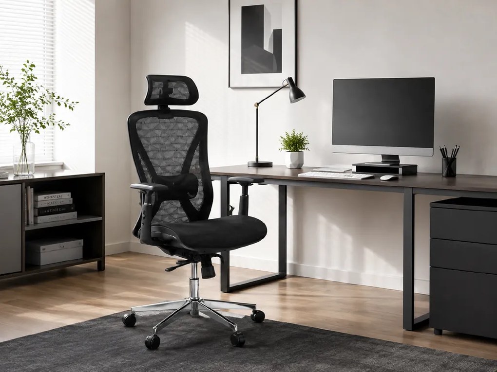 Ergonomická kancelářská židle NILS - černá síťovina