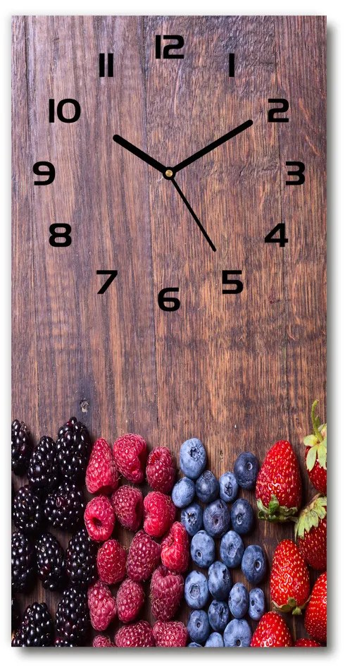 Wallmuralia Moderní hodiny nástěnné Lesní ovoce 30x60 cm