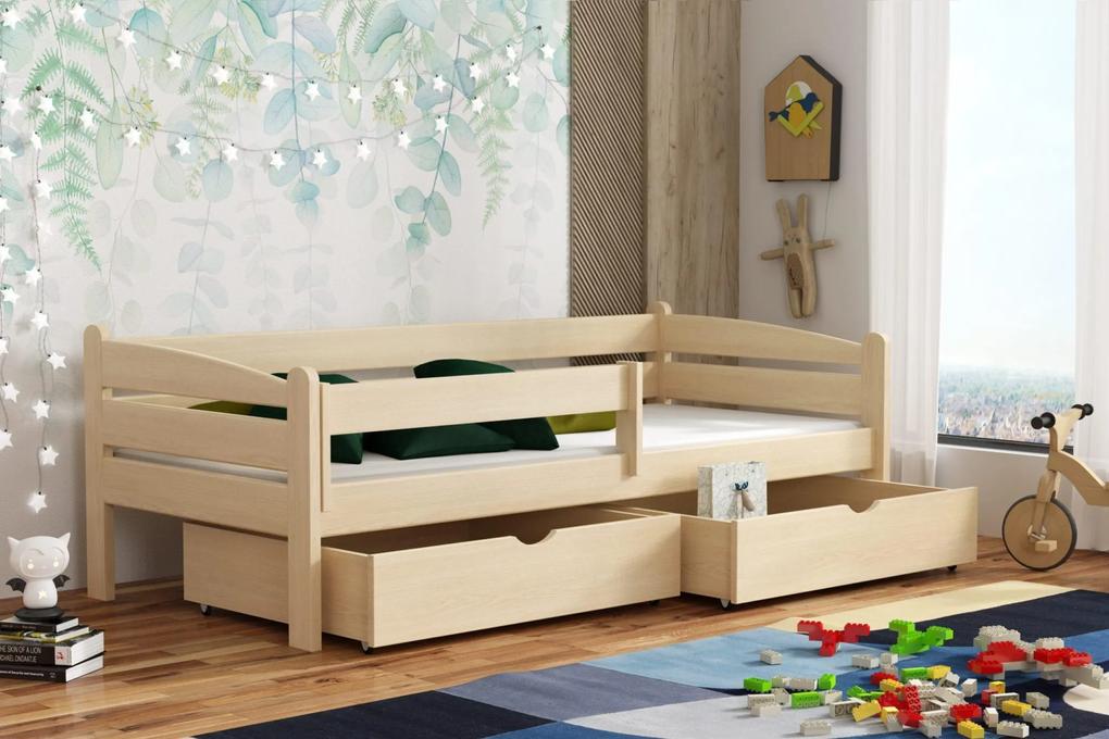 Dřevěná postel ZUZA 10  80x180 cm borovice masiv  s úložným prostorem