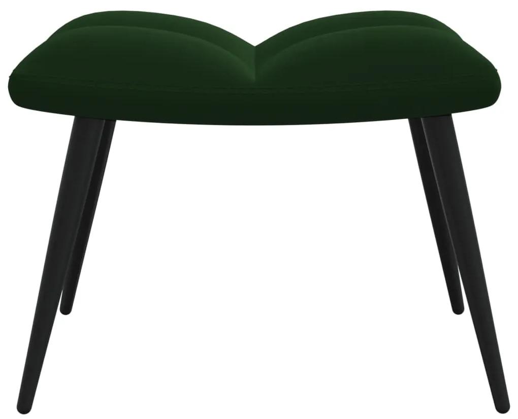 Relaxační křeslo se stoličkou tmavě zelené samet