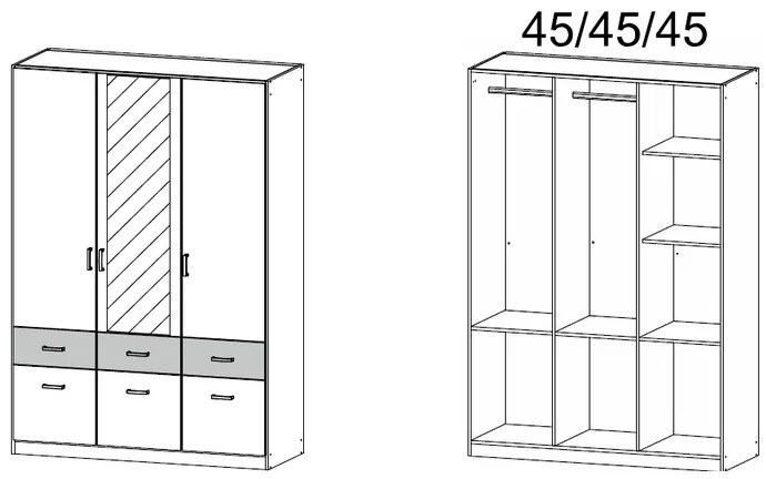 Šatní skříň Bremen, 136 cm, dub sonoma/bílá
