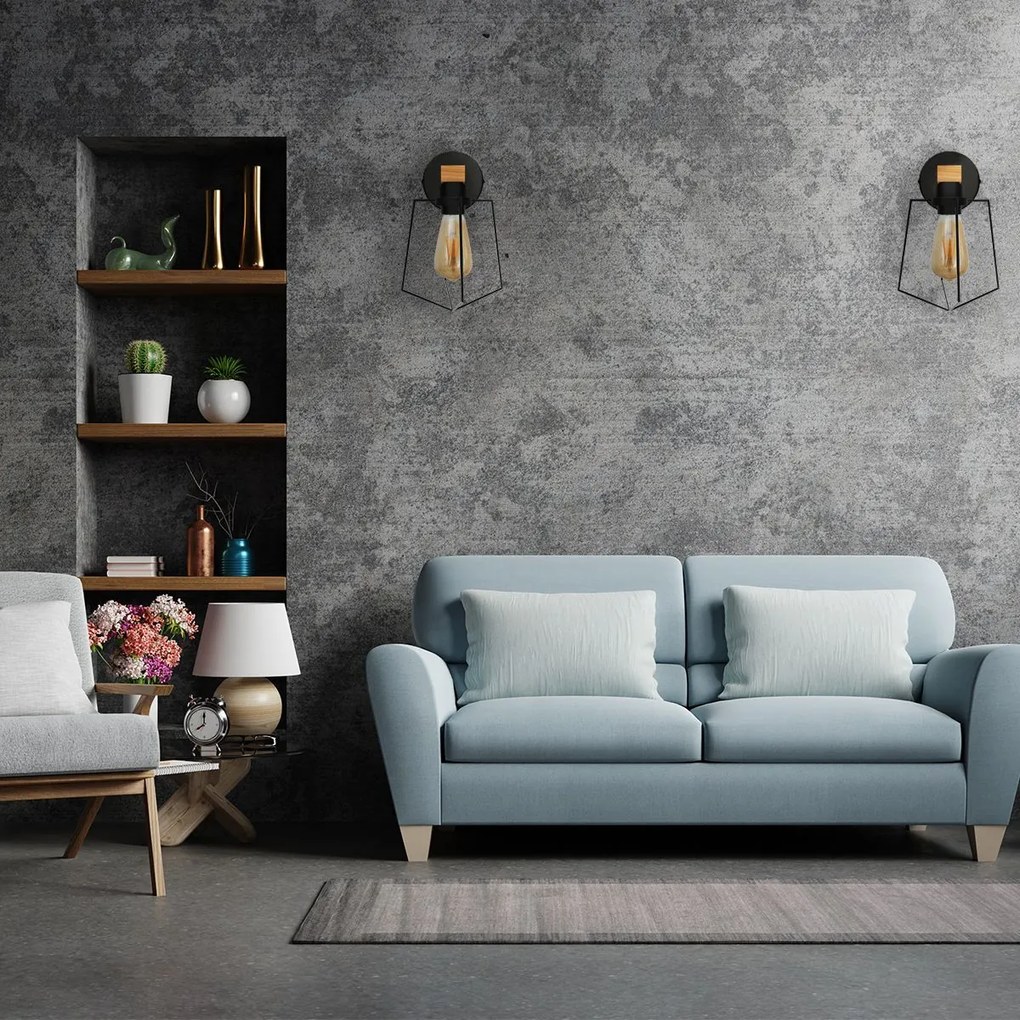 Toolight, nástěnné svítidlo E27 60W APP978-1W, černá - hnědá, OSW-03244