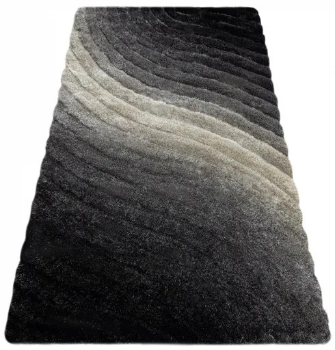 Kusový shaggy koberec FLIM 006-B1 Pruhy šedý Rozměr: 80x150 cm