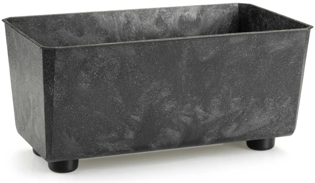PLASTOVÝ KVĚTINÁČ SALVIA 28,5X17 CM IMITACE BETONU ČERNÁ