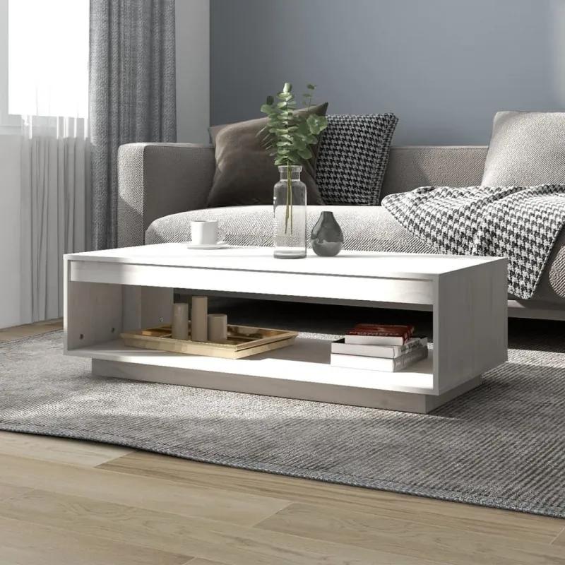Konferenční stolek bílý 110 x 50 x 33,5 cm masivní borové dřevo,  808509 HangarStore.cz