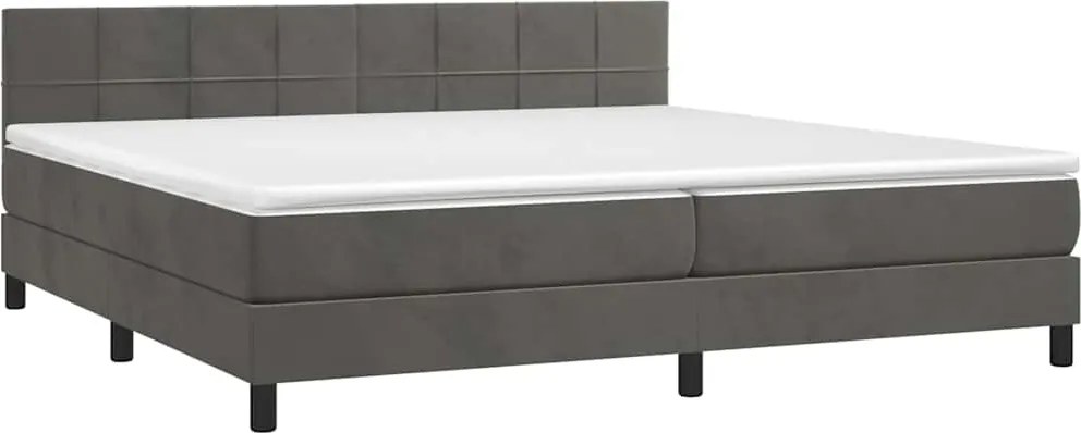 Box spring postel s matrací a LED tmavě šedá 200x200 cm samet 3134424