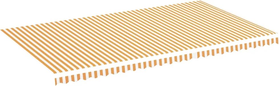 Náhradní plachta na markýzu žlutá a bílá 600 x 350 cm polyesterová 311944