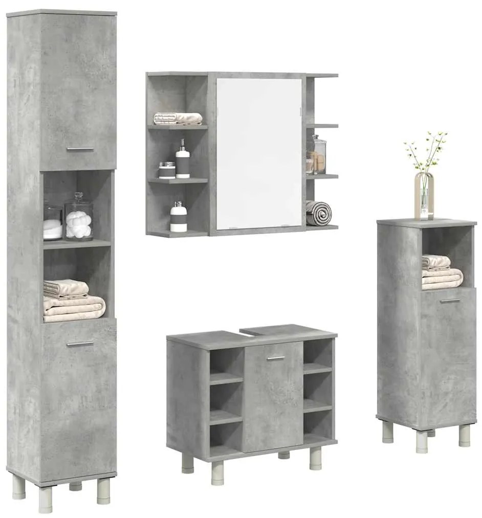 4dílný set koupelnového nábytku betonově šedý kompozitní dřevo 3324850