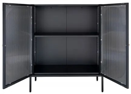 Skleněná vitrína dvoudvéřová ADELAIDE 110x90 cm, černý kov House Nordic 3001205