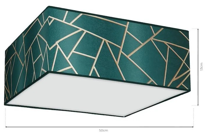 Stropní svítidlo Ziggy Square, 1x zelené/zlaté textilní stínítko, (bílé plexisklo), (50 cm)