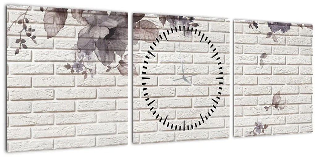 Obraz zdi s kyticí (s hodinami) (90x30 cm)
