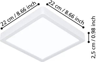 Eglo 901312-LED Str. svítidlo FUEVA LED/10,5W/230V 2700/4000/6500K 22x22 cm bílá