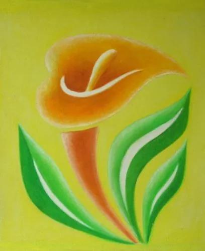 Zelenooranžový květ - 60 x 50 cm