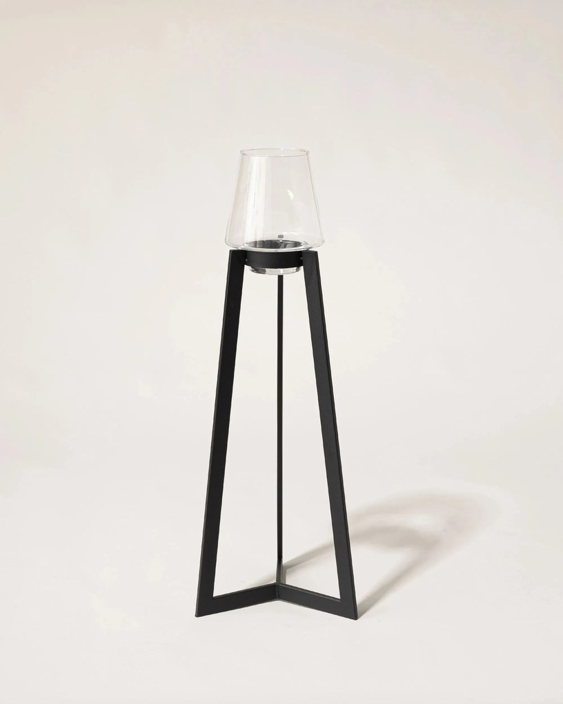 Malý svícen Loft Glow se skleněným krytem 27x27x86 cm