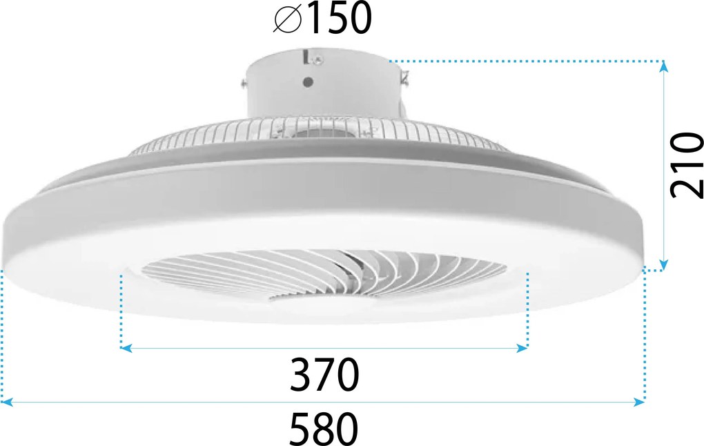 Toolight Toolight, LED stropní svítidlo s ventilátorem + dálkové ovládání APP1551-C, bílá, OSW-05180