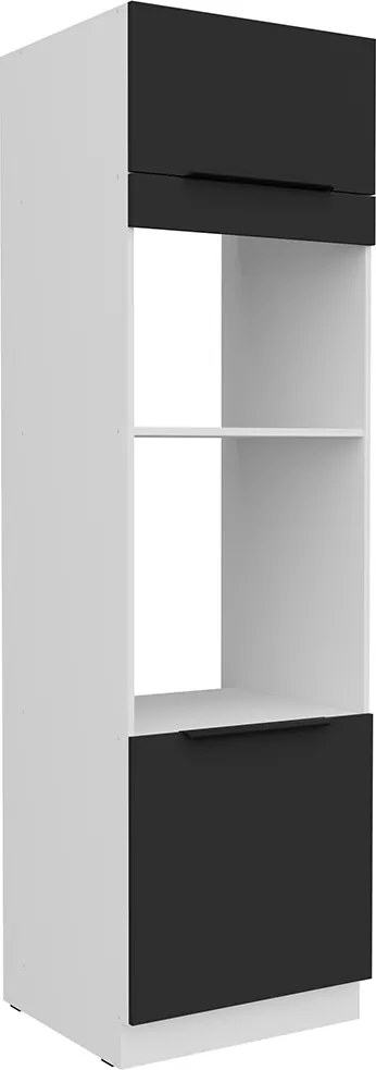 ARIA bc | vysoká skříňka 60 DPM-210 2F na vestavnou troubu a mikrovlnku | 60 cm | ANTI FINGERPRINT povrch | bílá/černá