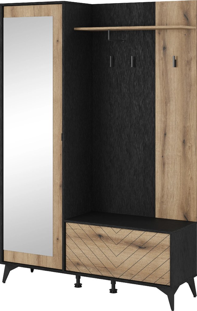 PSK Předsíňová stěna DARA, Dub Evoke/Černá 134 cm