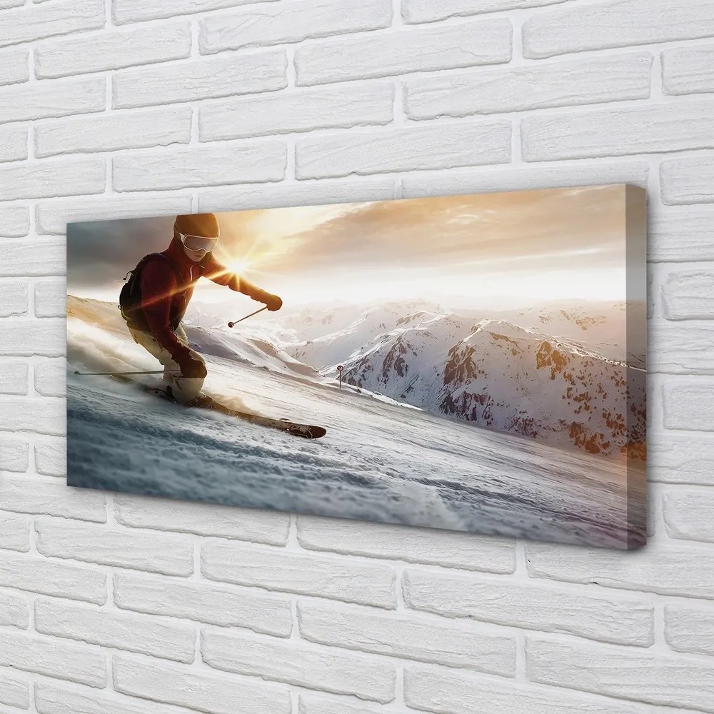 Obrazy na plátně lyžařské hůlky muž 140x70 cm