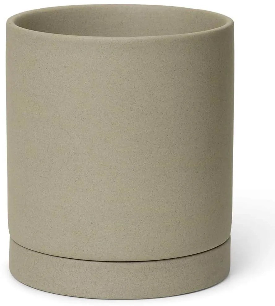 ferm LIVING Kameninový květináč Sekki Sand Medium, béžová barva, keramika