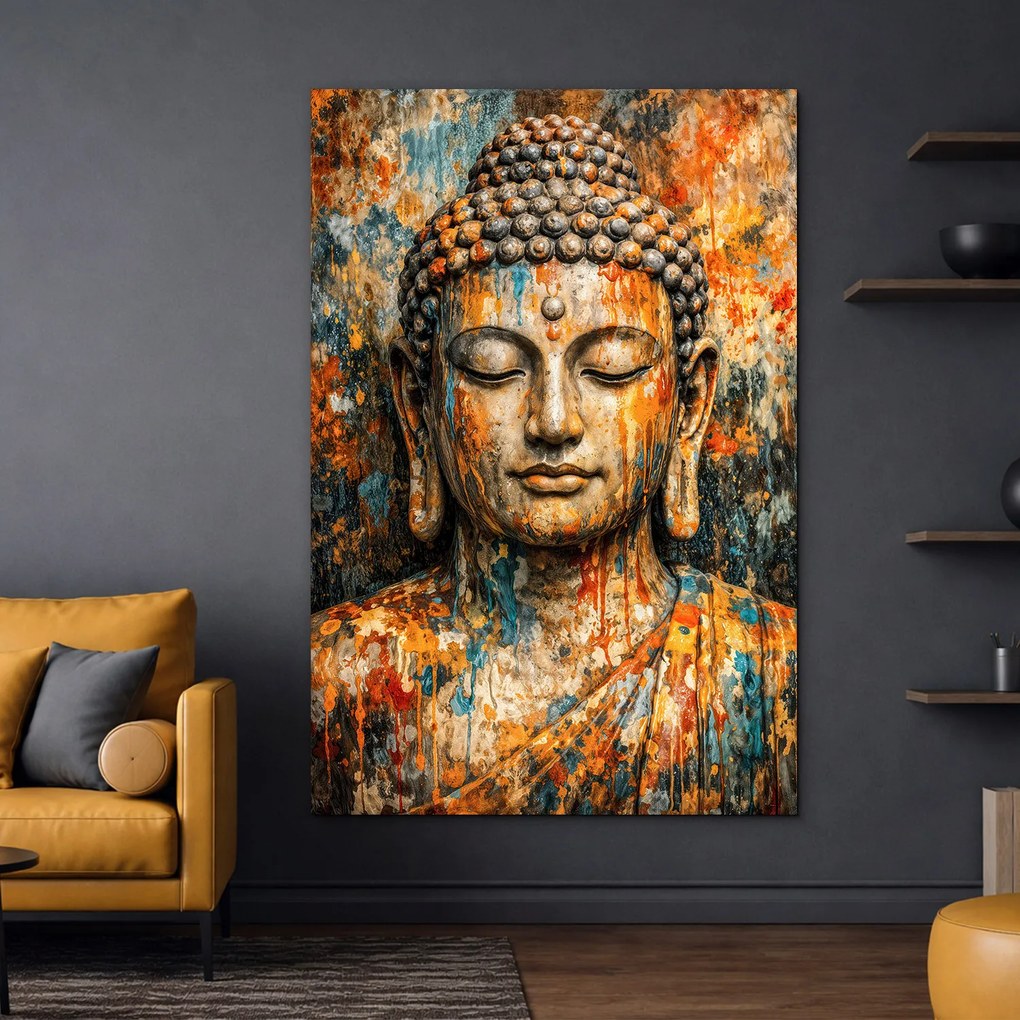 DUBLEZ | Dřevěný obraz na zeď - Buddha v barvách | UV tisk, Premium