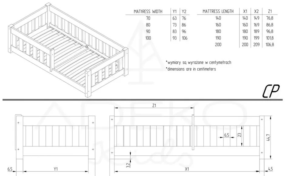 Dětská postel z borovicového dřeva v přírodní barvě 80x190 cm Mila CP – Adeko